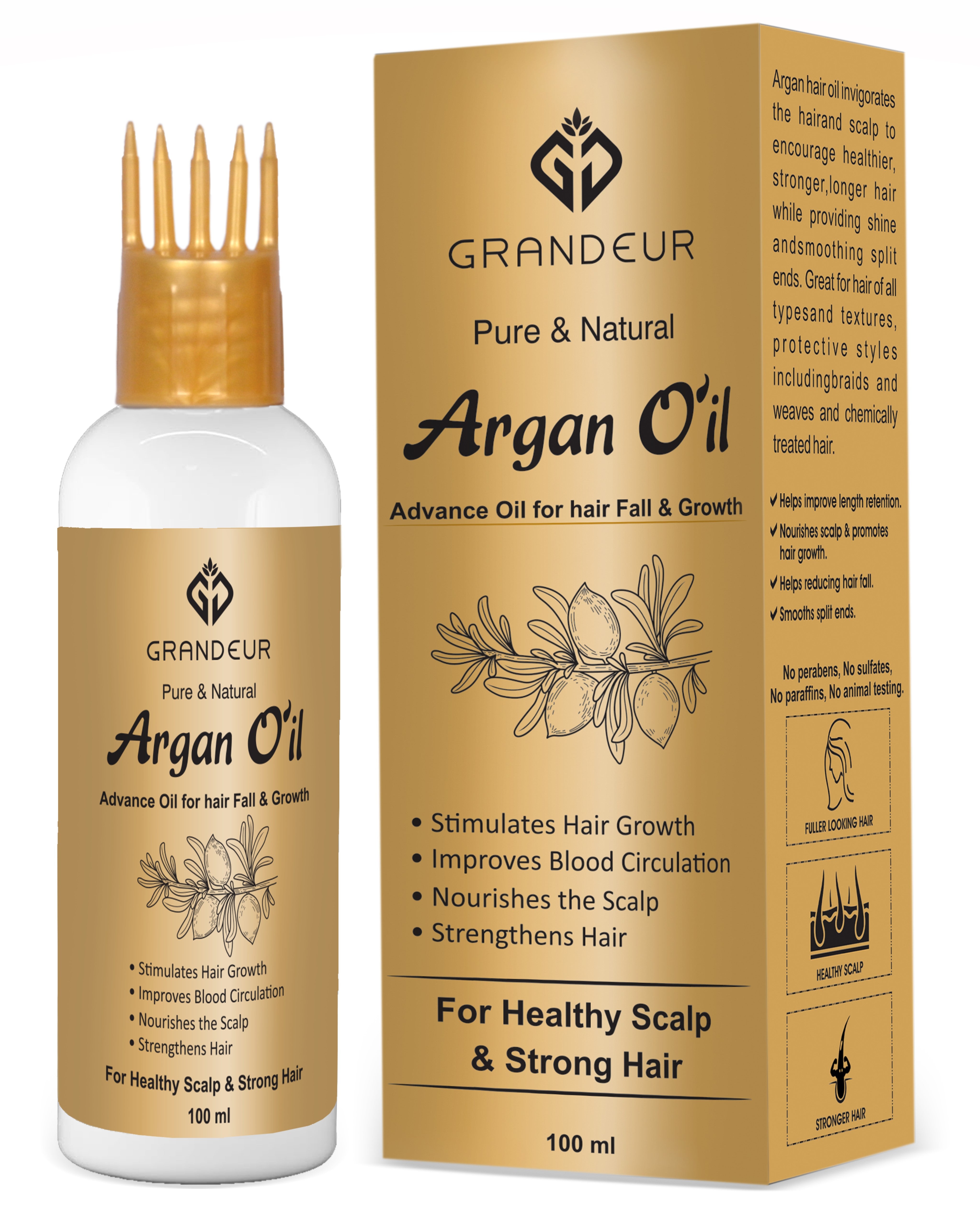 Grandeur Argan Hair Growth Oil With Olive, Coconut, Castor & Methi Dan ...